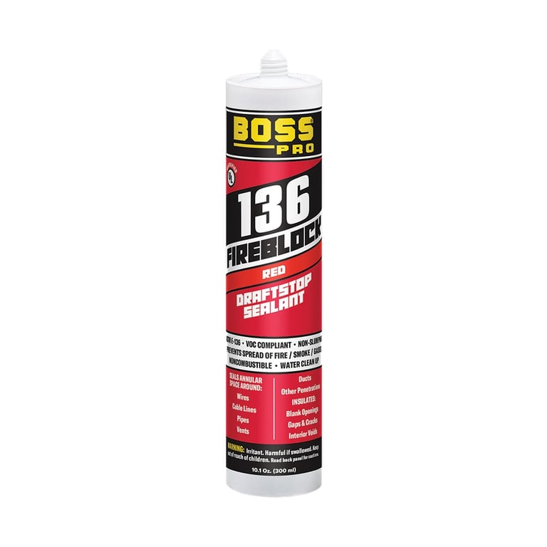 BOSS 136 Fireblock Sealant 10.1 oz Red Draftstop Caulk Fire Blocking ...